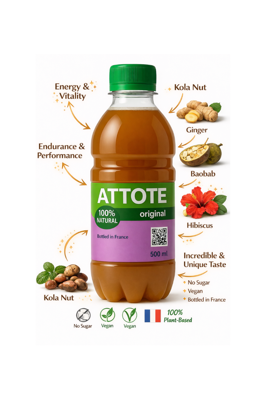 ATTOTÉ Original 500ml – Boisson Bio Petit Cola Gingembre | Énergie ...